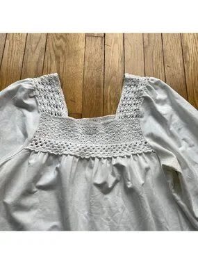 hinge | Tops | Smocked Crochet Peasant Blouse Hinge Size M White Long ...